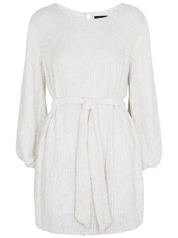 Retrofete Grace White Sequin Mini Dress