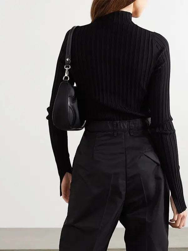 Helmut Lang Cutout Ribbed-knit Top