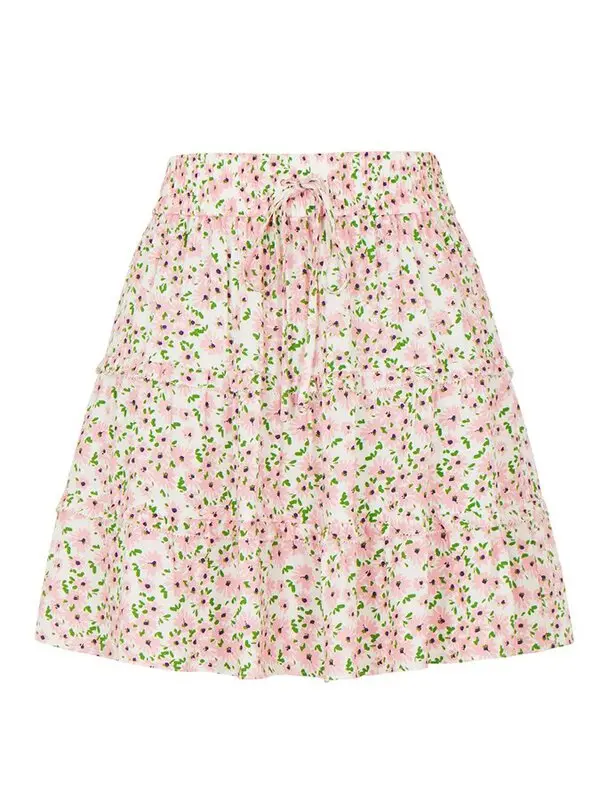 Alice + Olivia Vinita Floral-print Tiered Mini Skirt