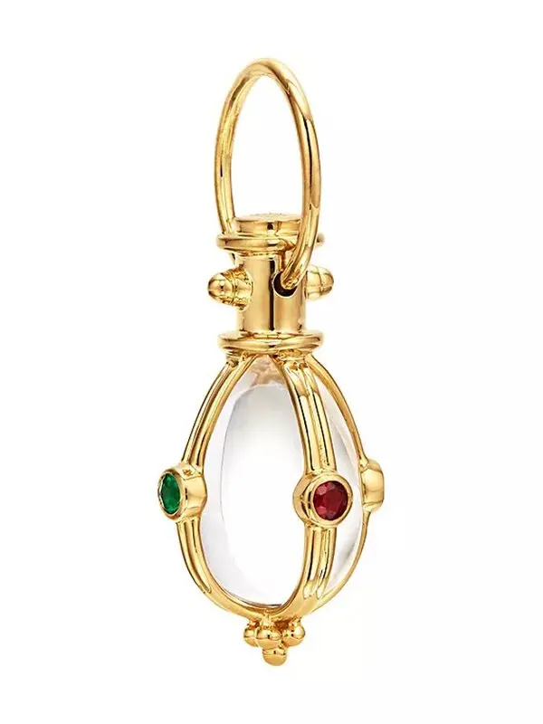 TEMPLE ST CLAIR Blue Sapphire, Emerald, Ruby & Crystal Faceted Amulet Pendant And Chain