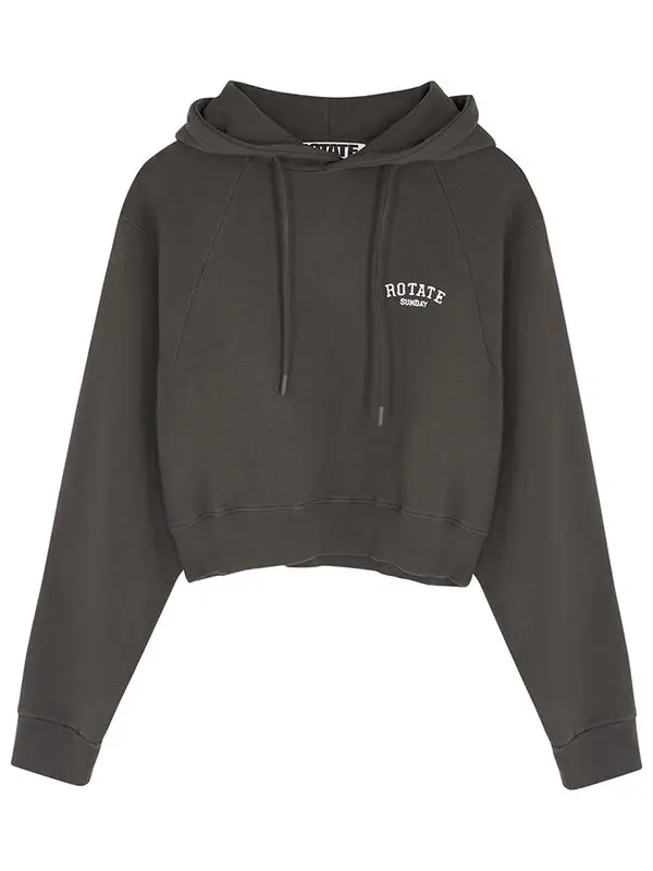 ROTATE BY BIRGER CHRISTENSEN Viola Charcoal Cropped Cotton Sweatshirt