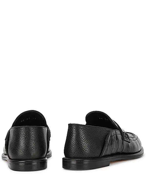Loewe Black Crocodile-effect Leather Loafers