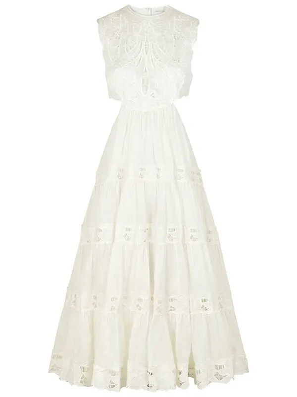 Zimmermann Cassia Floral-embroidered Midi Dress