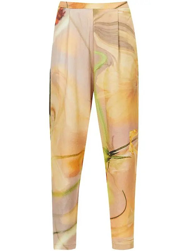 Collina Strada Charlie Floral-print Tapered High-rise Recycled-cellulosic Trousers