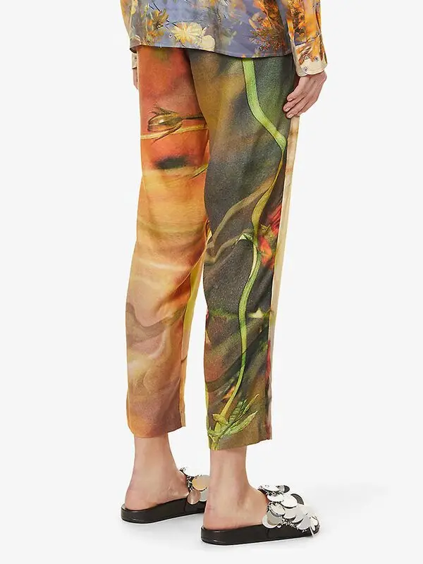 Collina Strada Charlie Floral-print Tapered High-rise Recycled-cellulosic Trousers