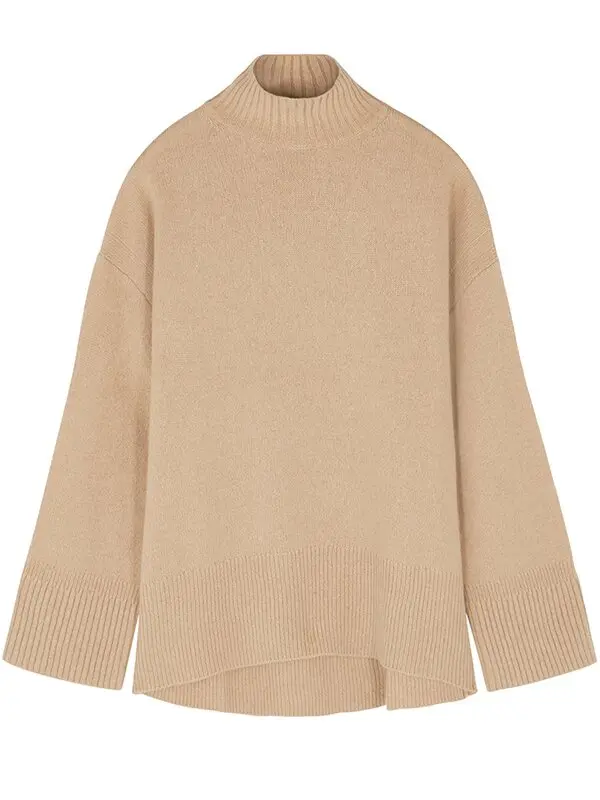 FRAME High Low Camel Cashmere Jumper