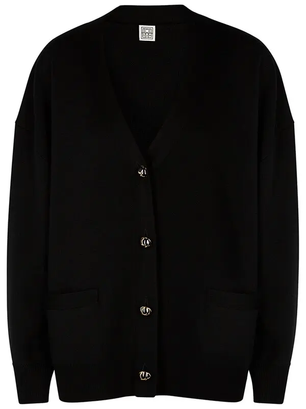 TOTEME Vinci Black Merino Wool Cardigan