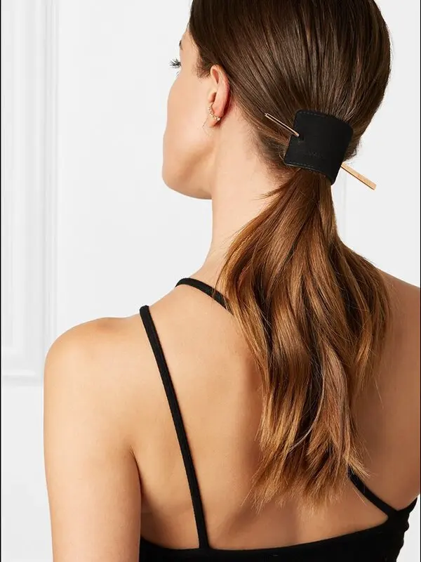 Balmain Gold-tone And Leather Hairclip
