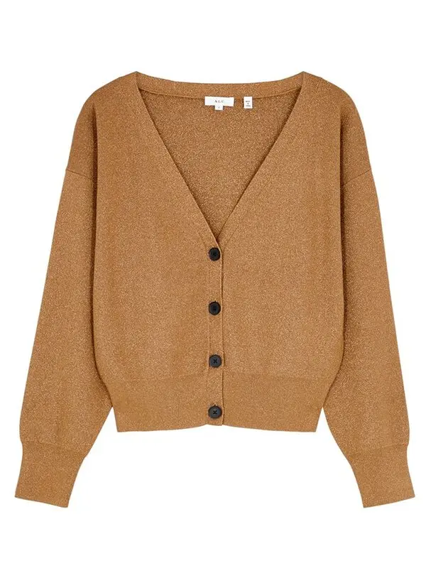 A.L.C. Peters Brown Metallic-weave Cardigan
