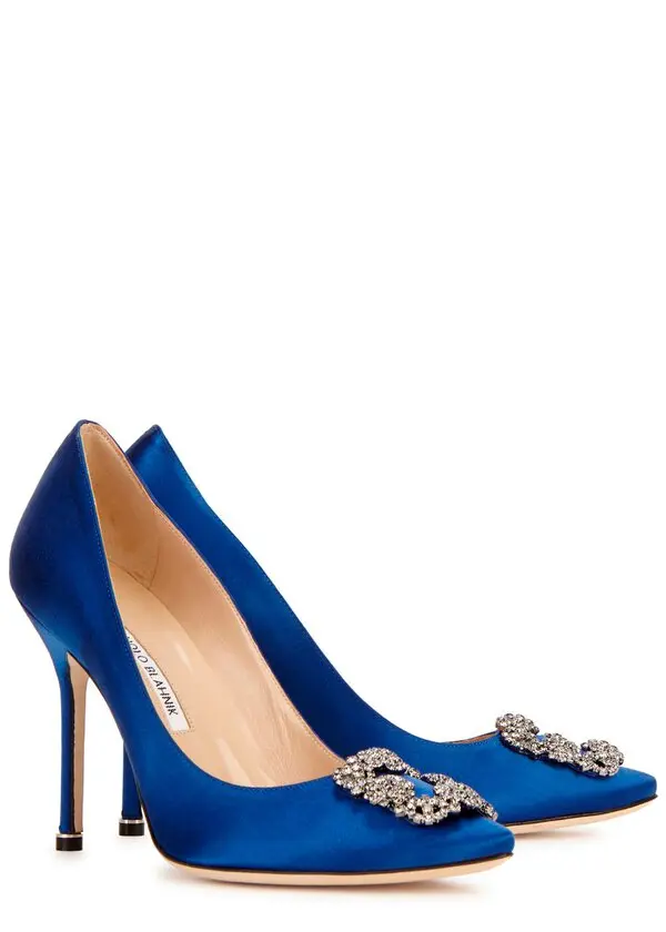 Manolo Blahnik Hangisi 105 Silk-satin Pumps - Blue