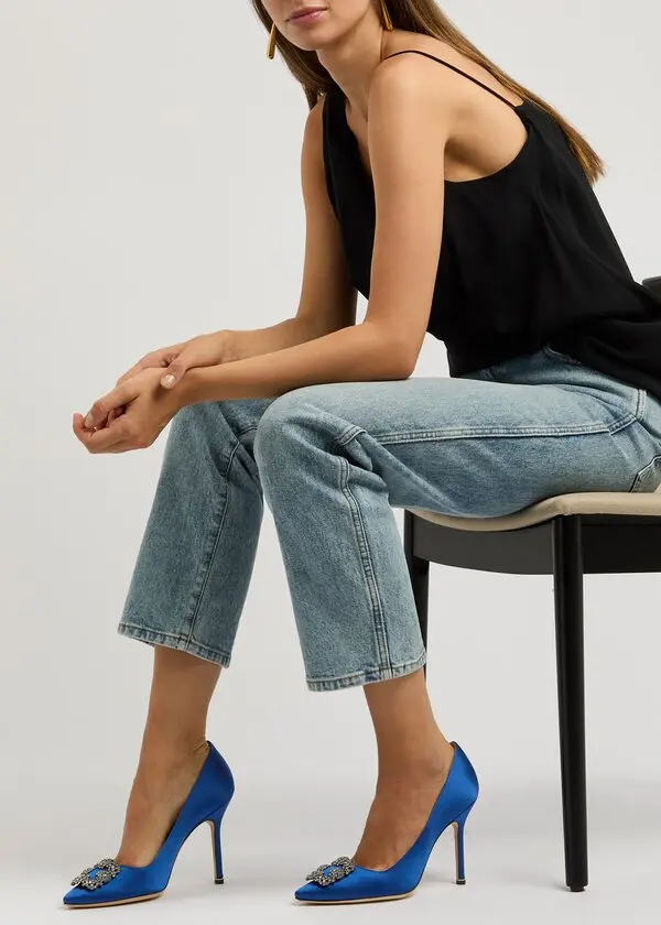 Manolo Blahnik Hangisi 105 Silk-satin Pumps - Blue