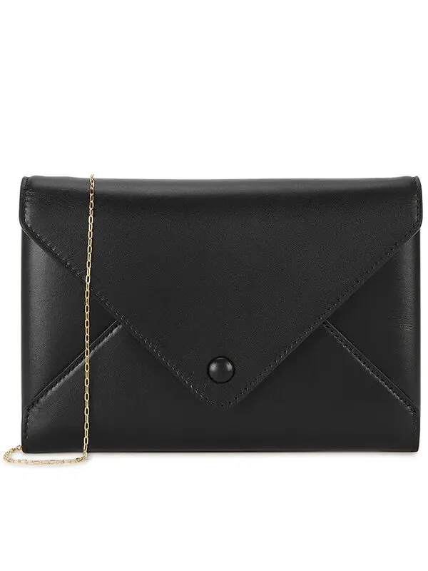 THE ROW Envelope Black Leather Clutch