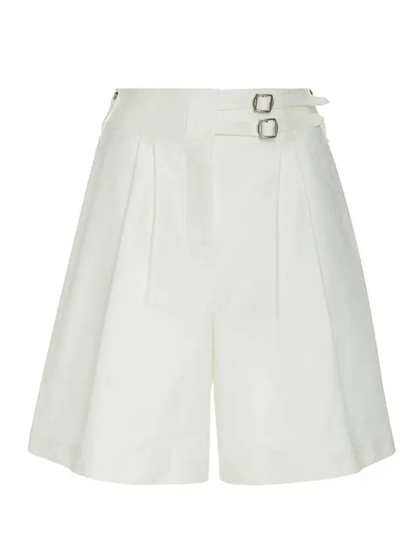 LANVIN Belted Cotton Wide-leg Shorts