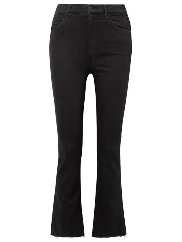MOTHER The Hustler Cropped Frayed High-rise Flared Jeans