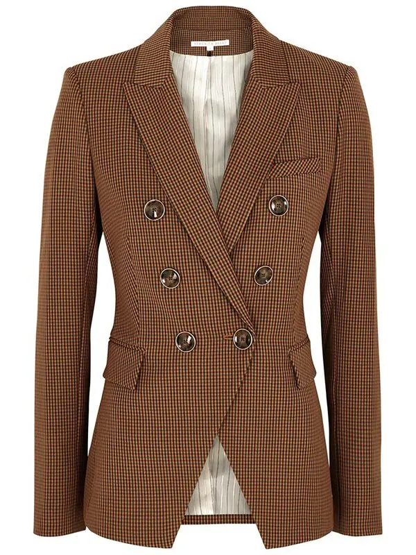Veronica Beard Miller Dickey Checked Twill Blazer