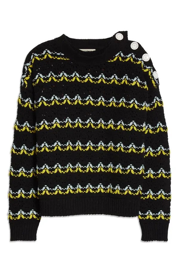 MERYLL ROGGE Layered Pointelle Merino Wool Sweater