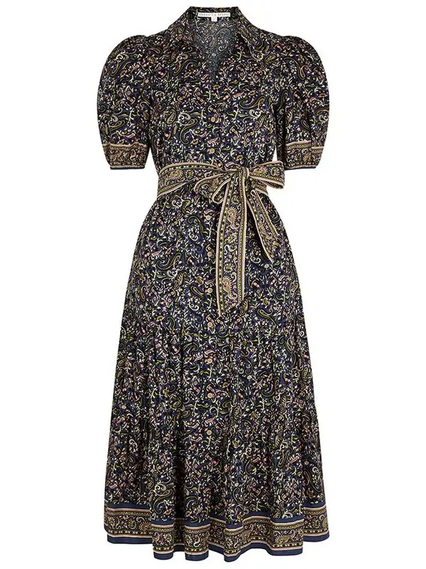 Veronica Beard Eunice Printed Cotton Midi Dress
