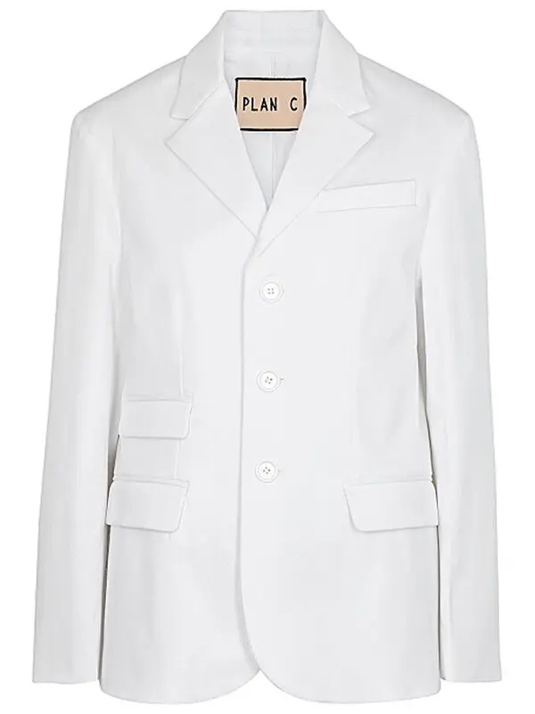 Plan C White Stretch-twill Blazer