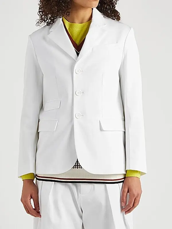 Plan C White Stretch-twill Blazer