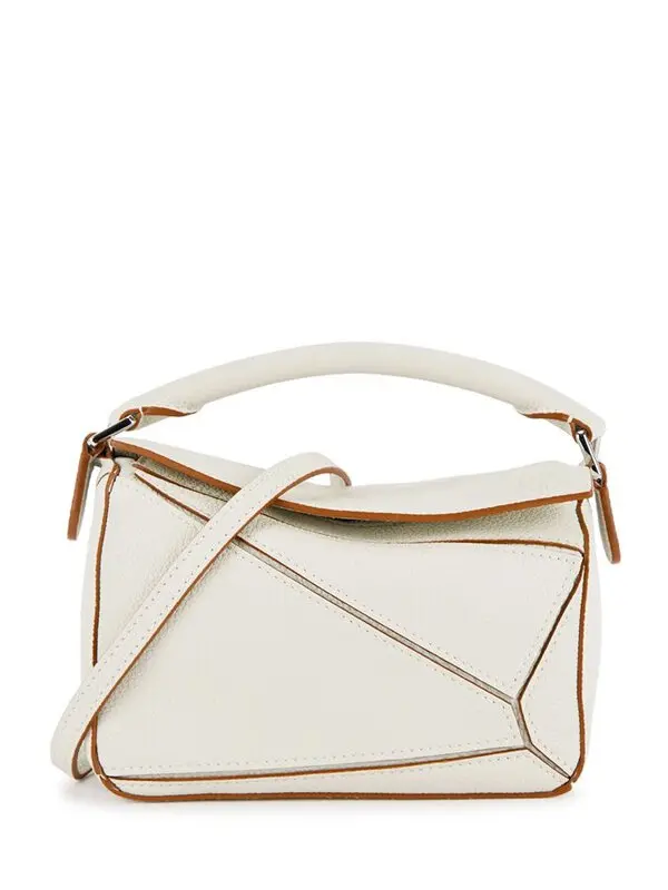 Loewe Puzzle Mini White Leather Cross-body Bag