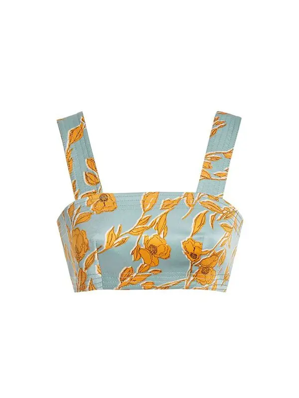 Alexis Val Floral-print Satin Top