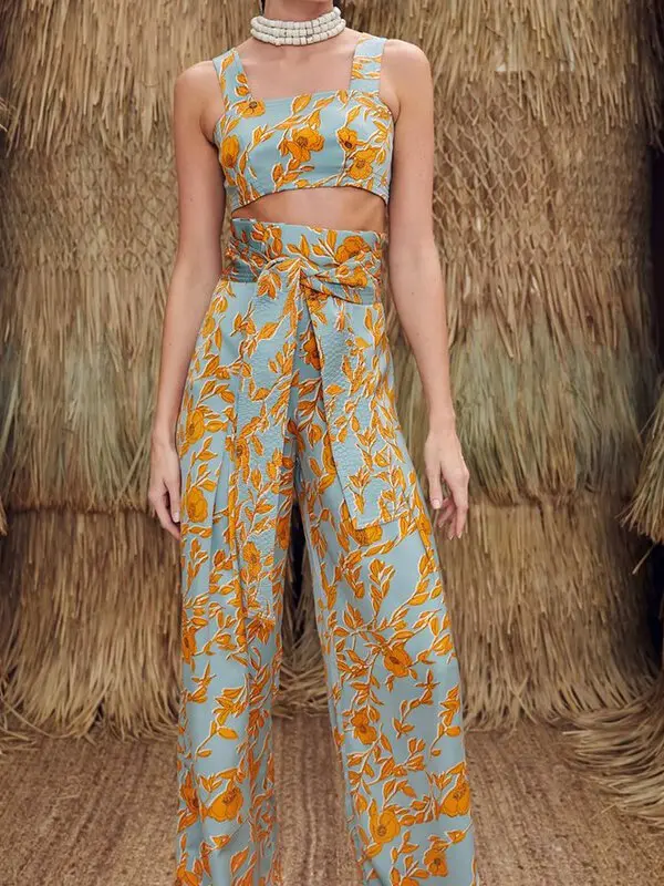 Alexis Val Floral-print Satin Top