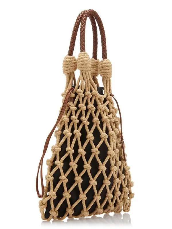 Prada Leather And Macrame Tote