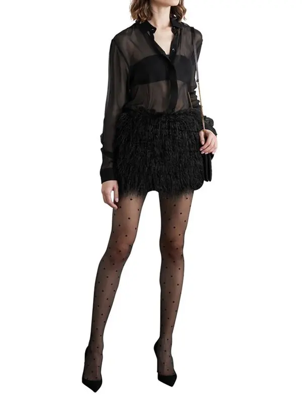 SAINT LAURENT Faux Fur Mini Skirt