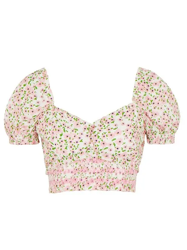 Alice + Olivia Rianna Floral-print Cropped Top