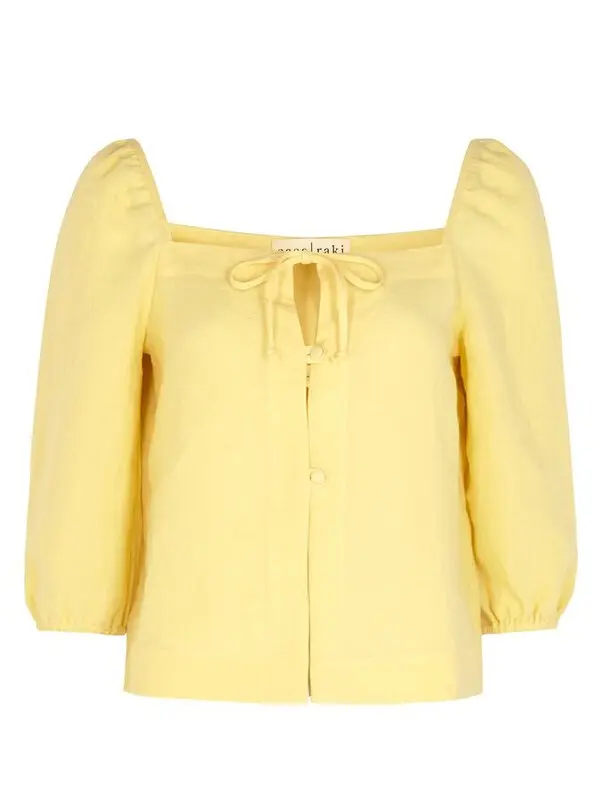 Casa Raki Nicola Yellow Linen Top