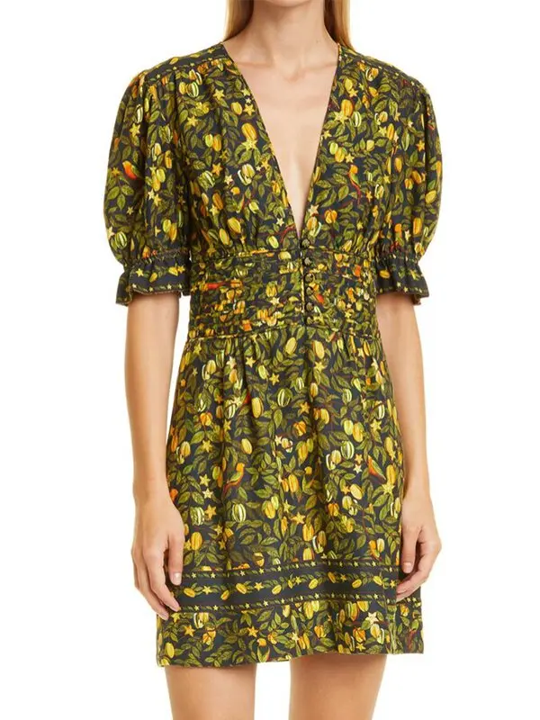 Farm Rio Star Fruit Linen Blend Dress - One-Color | Editorialist