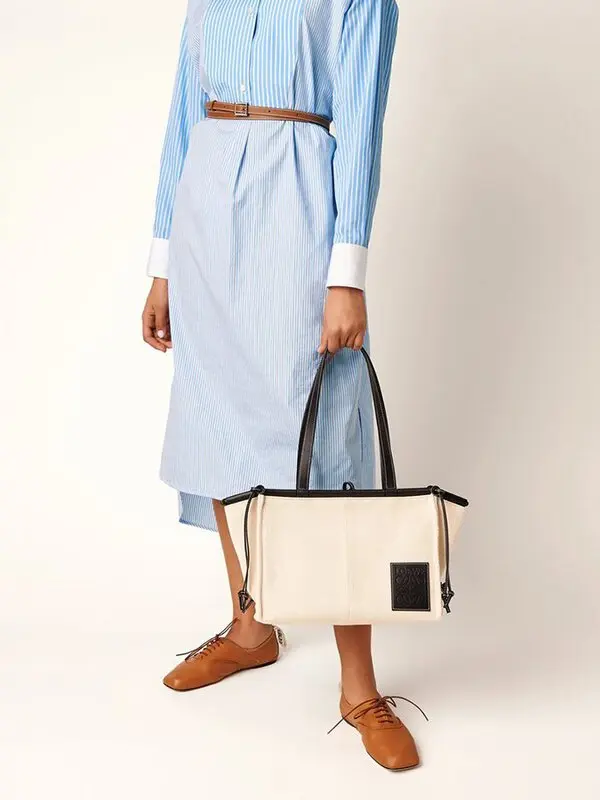 Loewe Cushion Small Leather-trimmed Canvas Tote