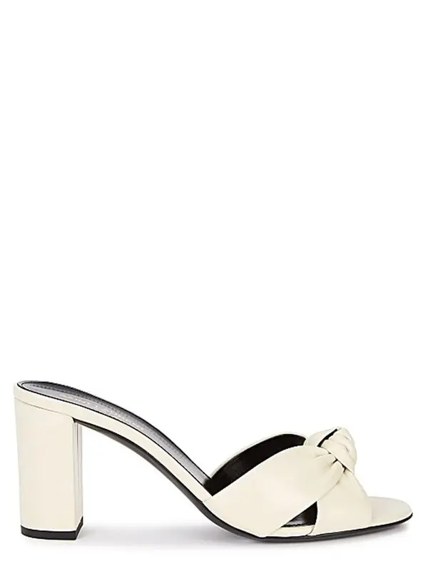 Saint Laurent Bianca 75 Off-white Leather Mules