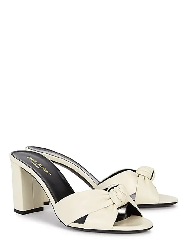 Saint Laurent Bianca 75 Off-white Leather Mules