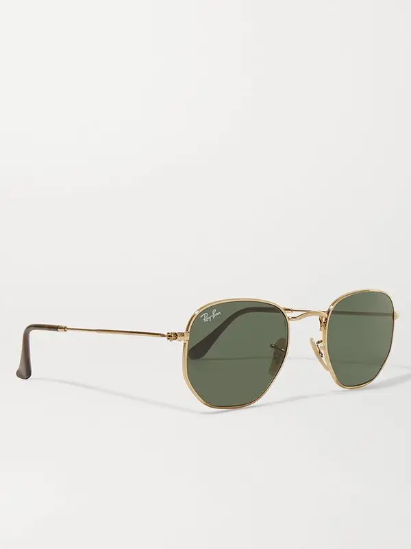 Ray-ban Hexagon-frame Gold-tone Sunglasses