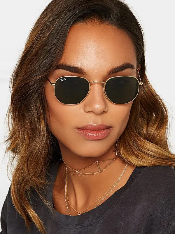 Ray-ban Hexagon-frame Gold-tone Sunglasses