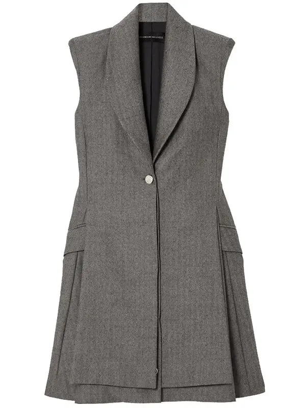 Brandon Maxwell Herringbone Wool Mini Dress