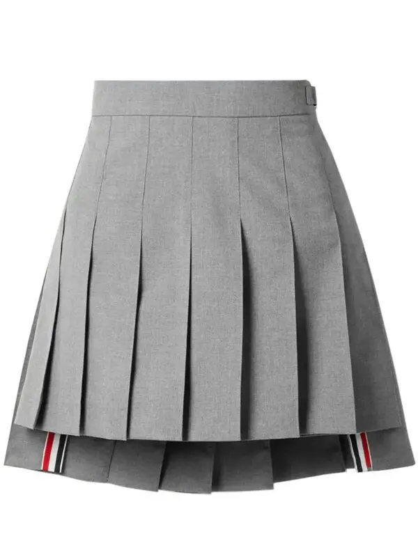 Thom Browne Grosgrain-trimmed Pleated Wool-blend Mini Skirt