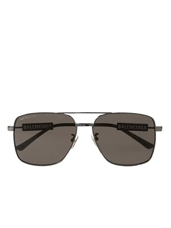 Balenciaga Aviator-style Gunmetal-tone And Rubber Sunglasses
