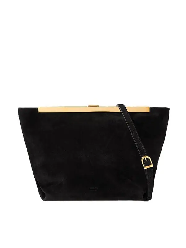 Khaite Augusta Envelope Pleat Suede Shoulder Bag