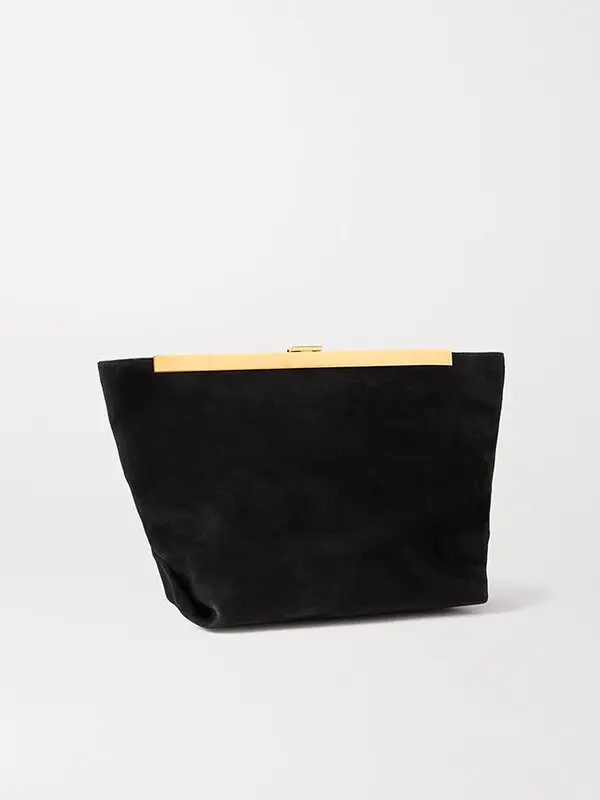Khaite Augusta Envelope Pleat Suede Shoulder Bag