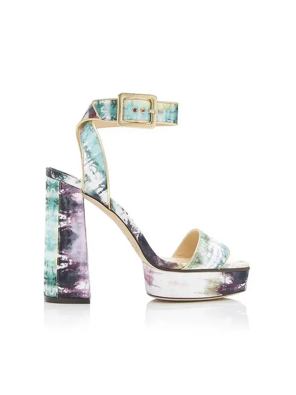 JIMMY CHOO Jax Tie-dye Leather Platform Sandals