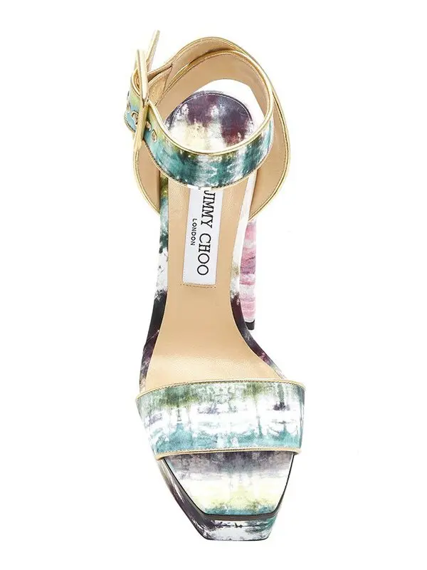 JIMMY CHOO Jax Tie-dye Leather Platform Sandals