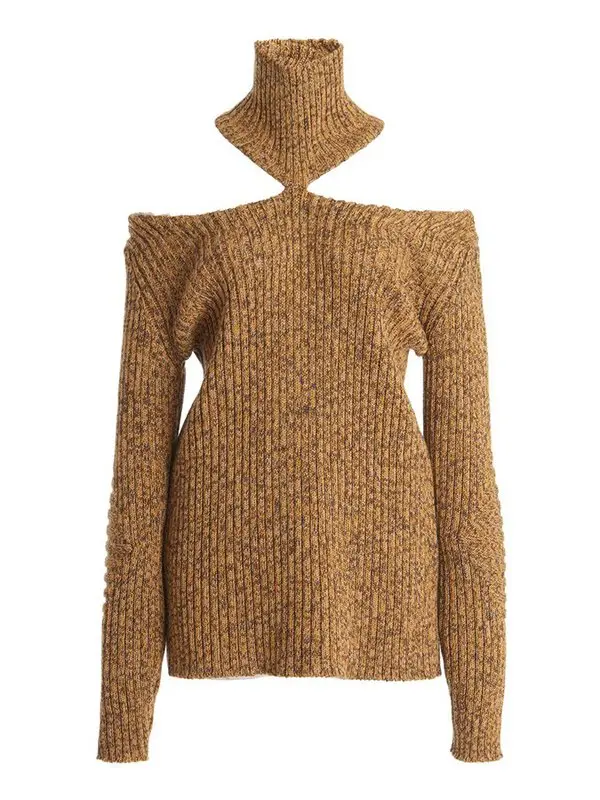 CHRISTOPHER KANE Merino Wool Cut-out Turtleneck Sweater