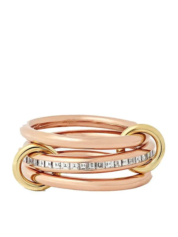 SPINELLI KILCOLLIN Renè Set Of Three 18-karat Yellow And Rose Gold Diamond Rings