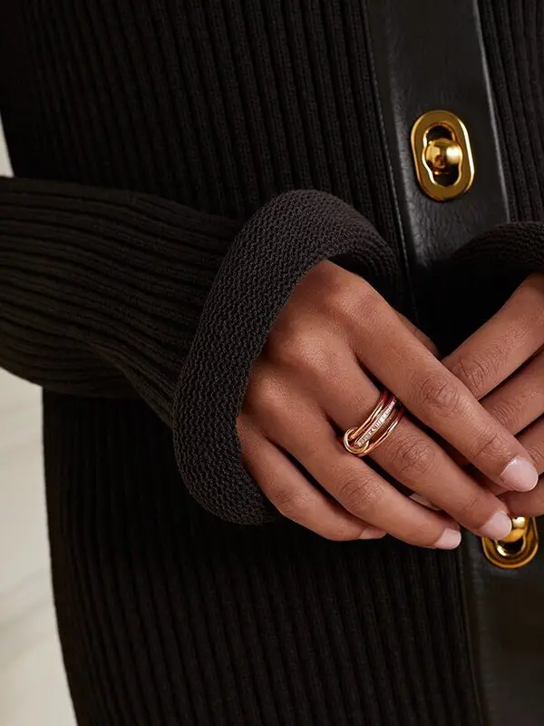 SPINELLI KILCOLLIN Renè Set Of Three 18-karat Yellow And Rose Gold Diamond Rings