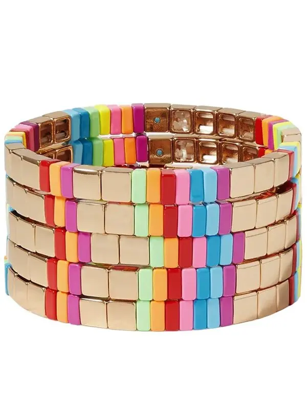 ROXANNE ASSOULIN Set Of Five Enamel And Gold-tone Bracelets