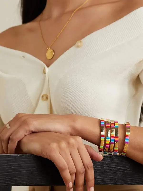 ROXANNE ASSOULIN Set Of Five Enamel And Gold-tone Bracelets