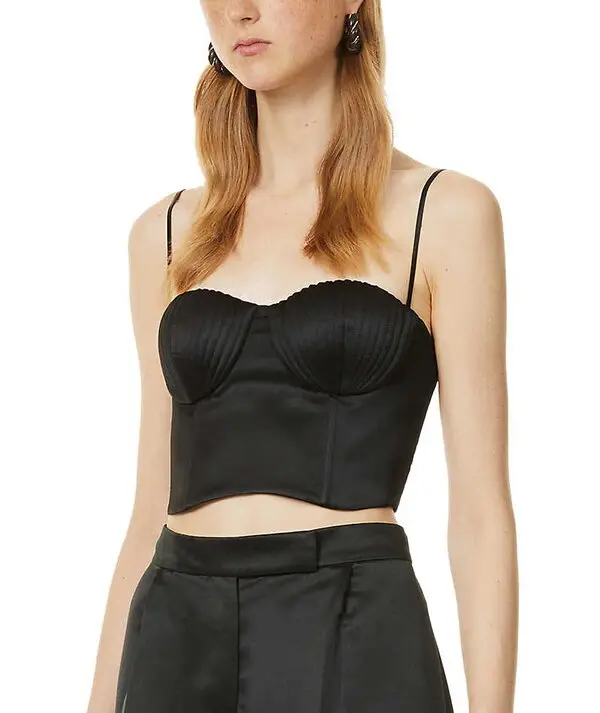 Bevza Seashell-embroidered Satin-crepe Top