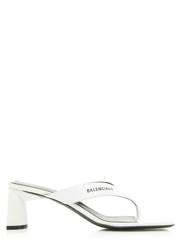 Balenciaga Double Square Logo Leather Sandals